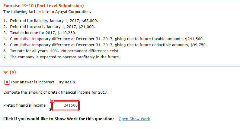 Solved Exercise 19-10 (Part Level Submission) The following | Chegg.com