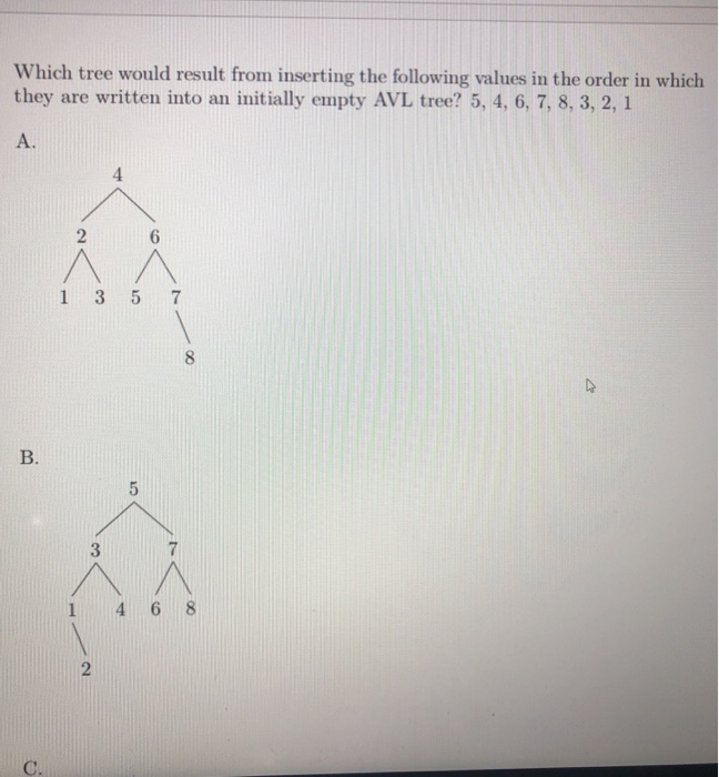 Solved Question 1 Which Tree Would Result From Inserting The 4353