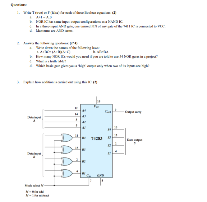 Solved Questions: 1. Write T (true) or F (false) for each of | Chegg.com