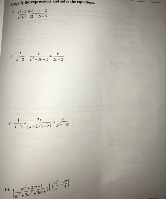 Solved Simplify the expressions and solve the equations. | Chegg.com
