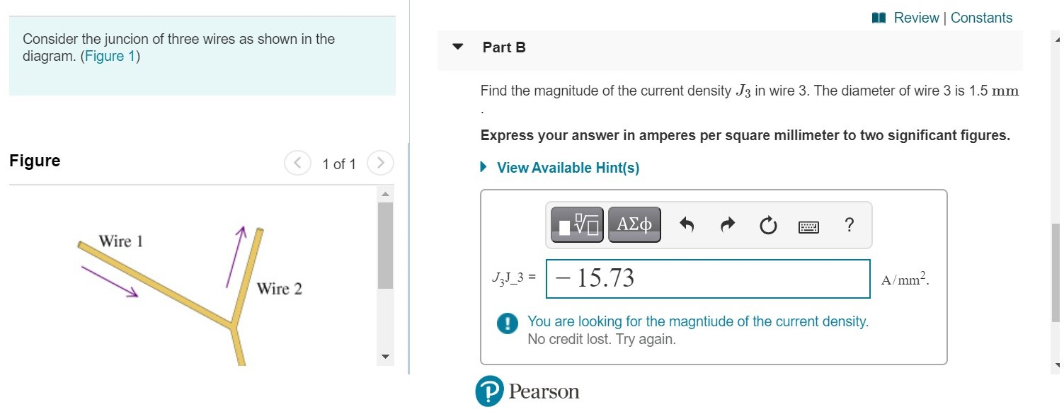 Solved Review Constants Consider the juncion of three wires | Chegg.com
