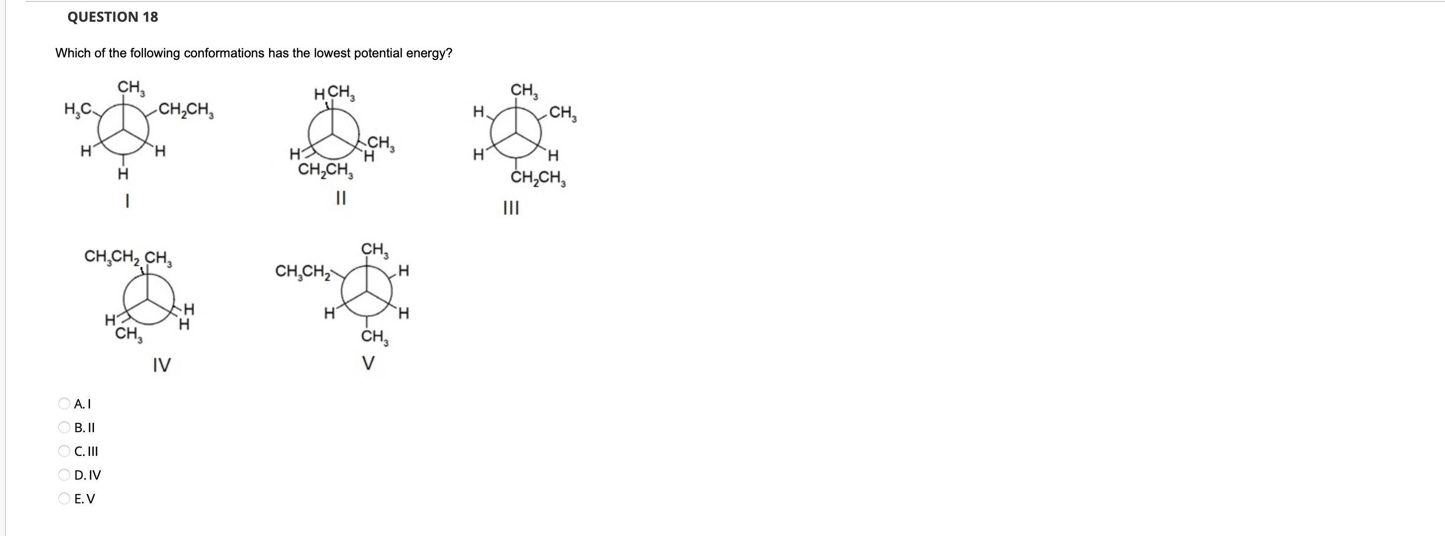 Solved Which of the following conformations has the lowest | Chegg.com