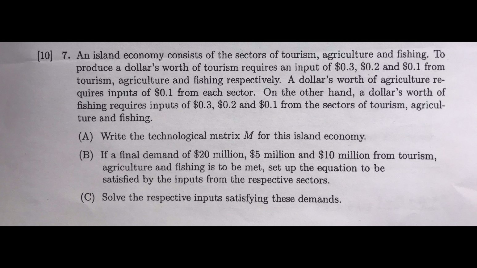 [10] 7. An island economy consists of the sectors of | Chegg.com