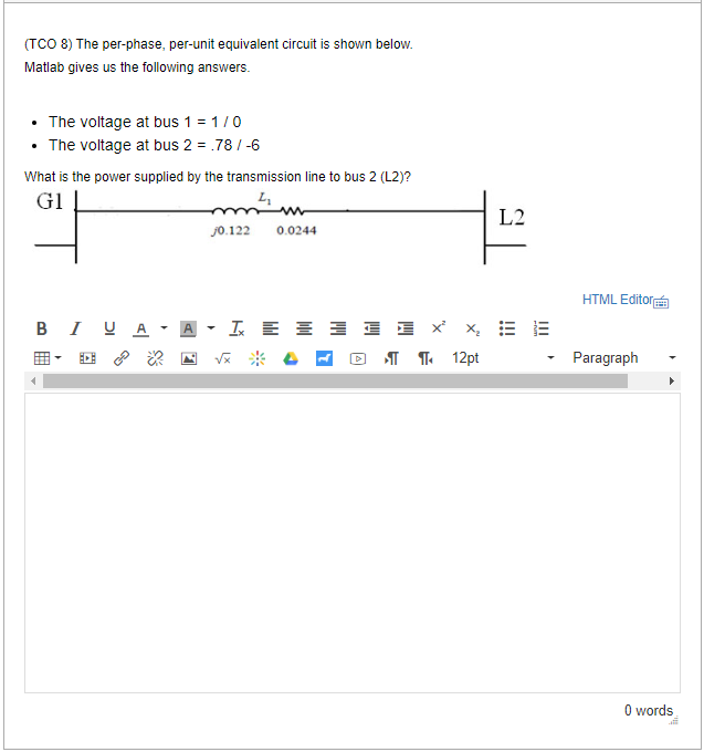Solved (TCO 8) The per-phase, per-unit equivalent circuit is | Chegg.com