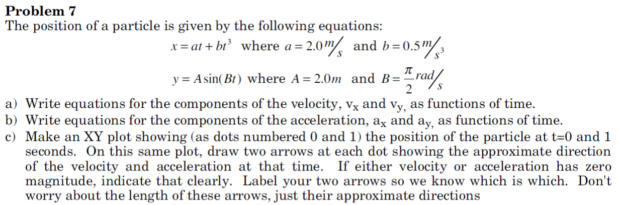 Solved Problem 7 The position of a particle is given by the | Chegg.com
