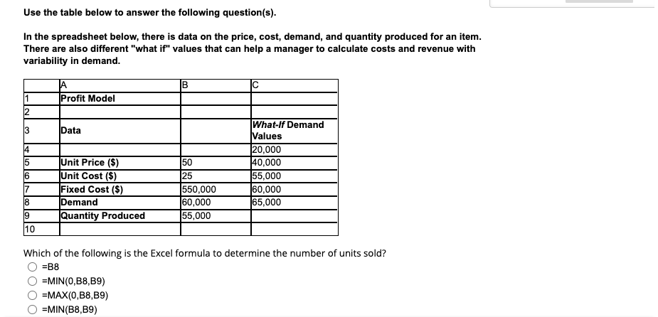 Solved Use the table below to answer the following | Chegg.com