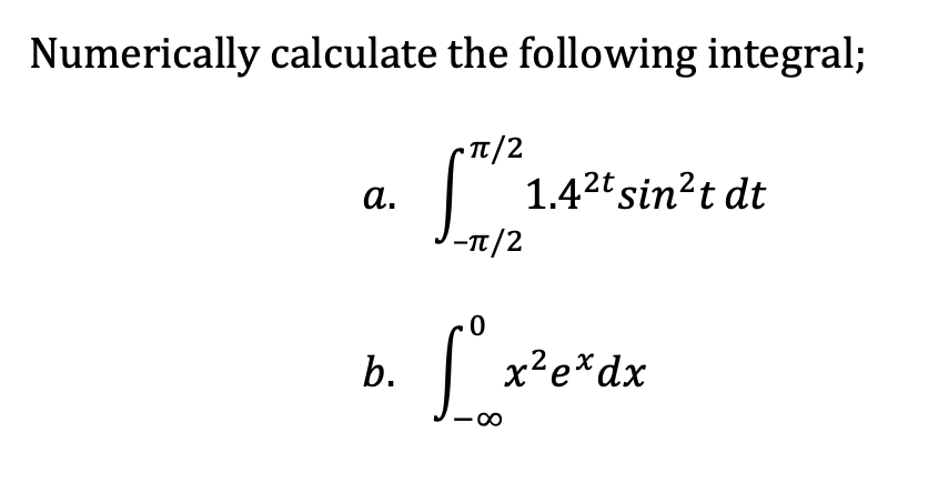 Solved Numerically calculate the following integral; a. | Chegg.com