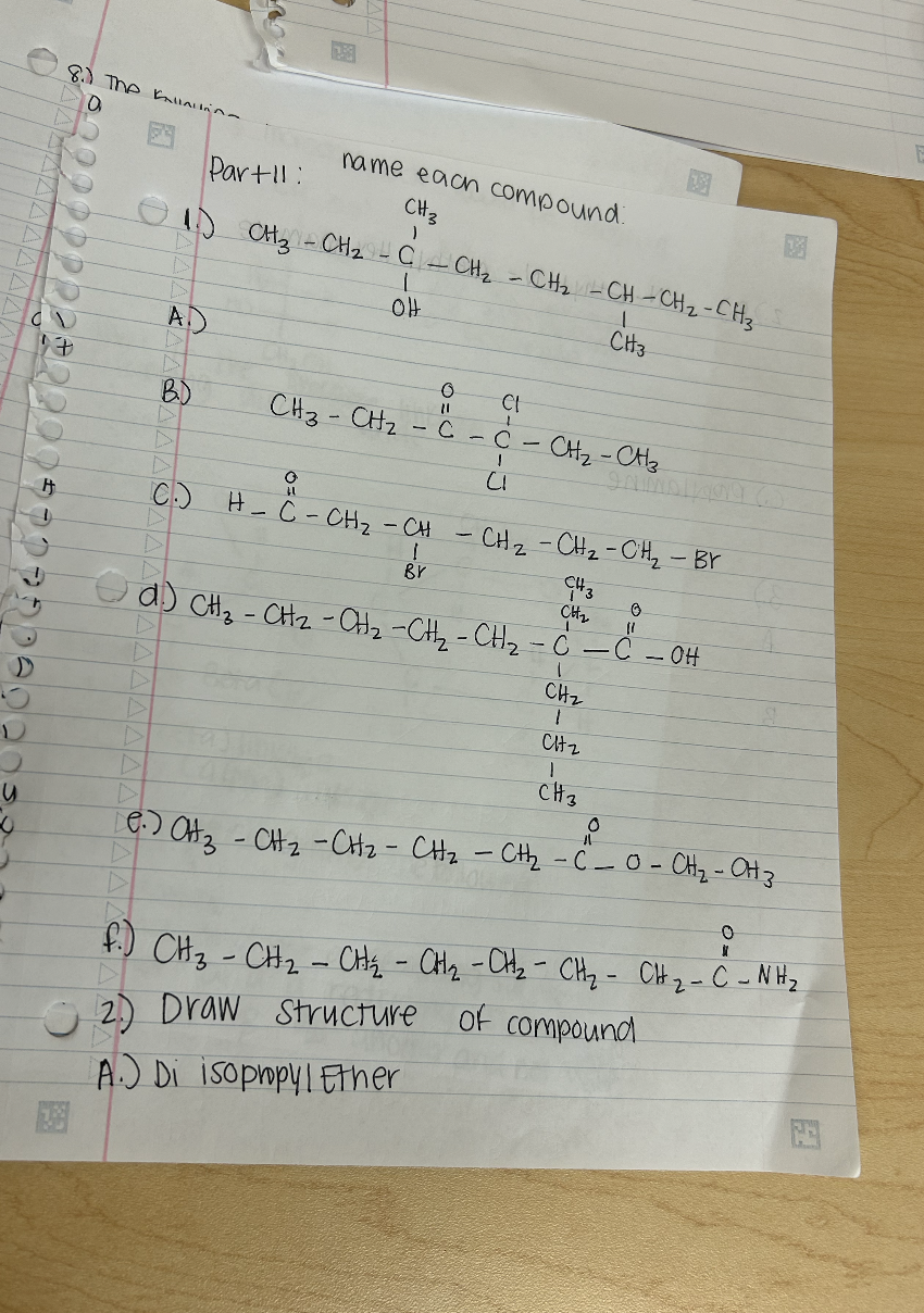 Solved Part11: name each compound A.) c.) | Chegg.com