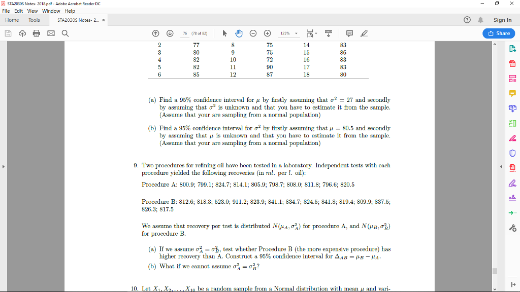 Solved STA203S Notes 2018 pdf Adabe Acrobat Reader DC File | Chegg.com