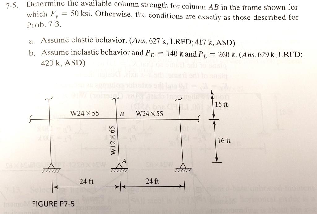 Solved 7-5. Determine the available column strength for | Chegg.com