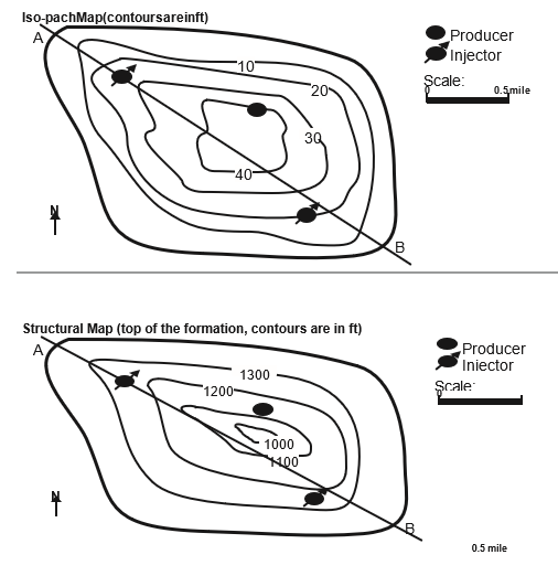 The isopach, and structure (top of the formation) of | Chegg.com