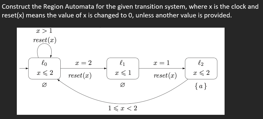 Construct the Region Automata for the given | Chegg.com