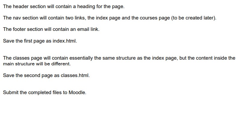 Solved Create a two-page website that contains information | Chegg.com
