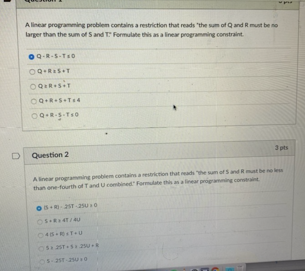 Solved A linear programming problem contains a restriction | Chegg.com