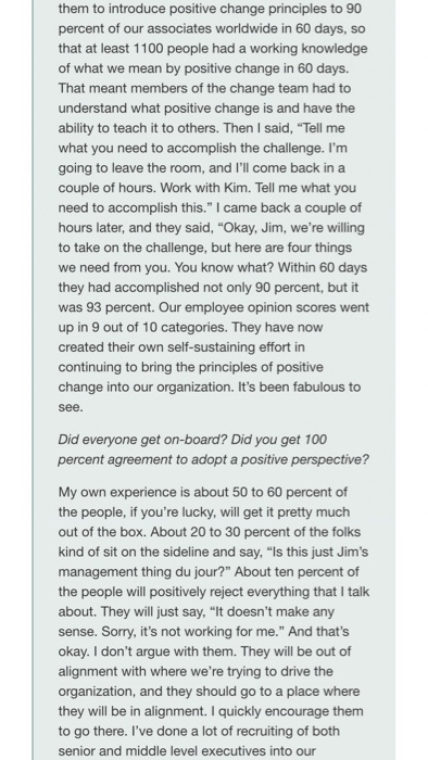 Solved Jim Mallozzi: Implementing Positive Change in | Chegg.com