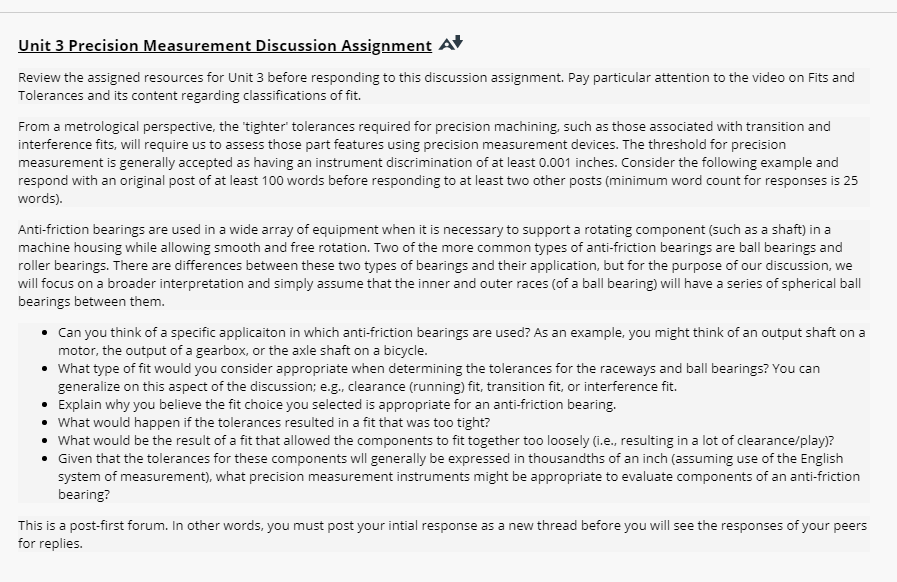 Solved Unit 3 Precision Measurement Discussion Assignment A | Chegg.com