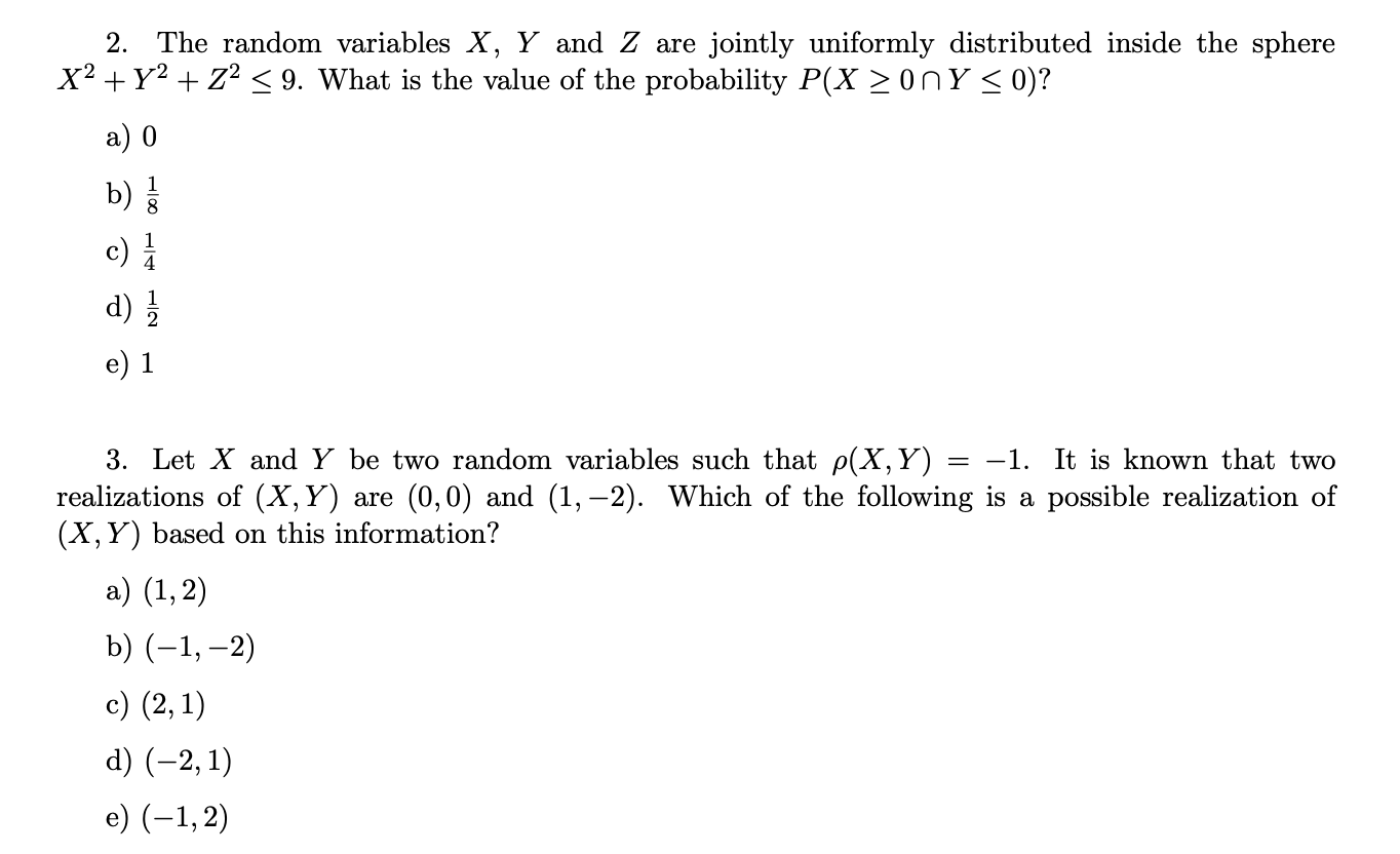 Solved 2. The random variables X, Y and Z are jointly | Chegg.com