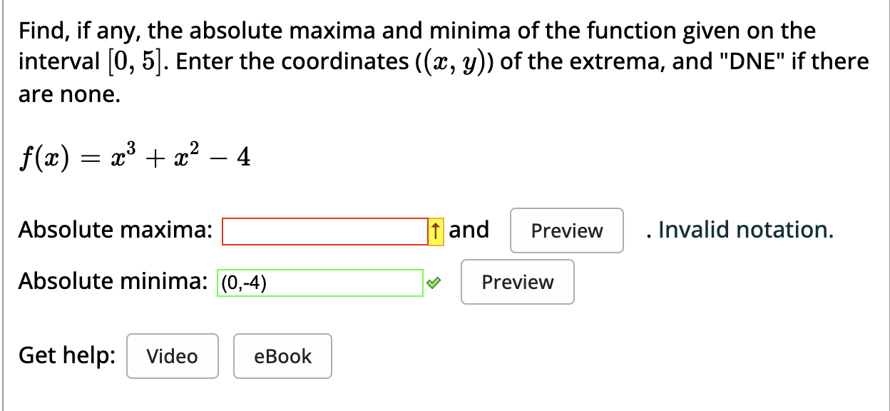 Solved Find, if any, the absolute maxima and minima of the | Chegg.com