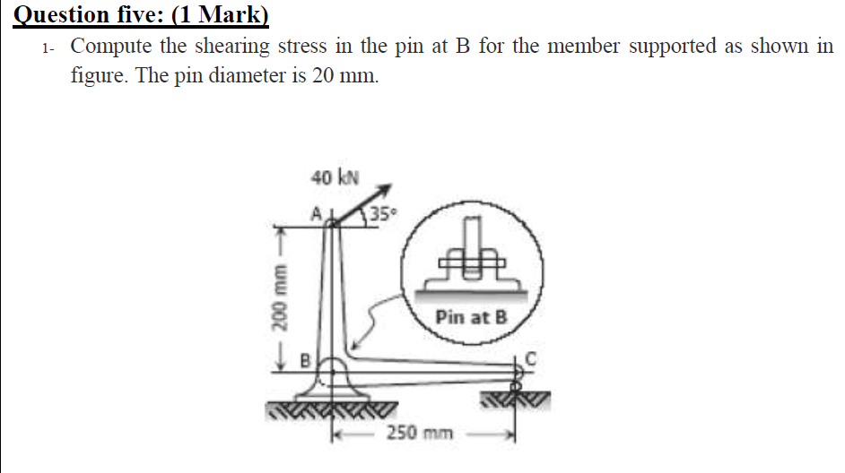 Solved Question five: (1 Mark) 1- Compute the shearing | Chegg.com