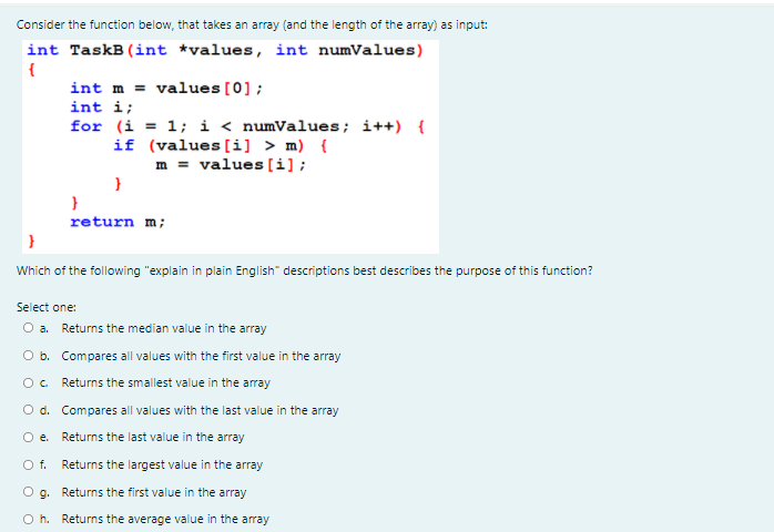 Solved Consider The Function Below That Takes An Array And 2971