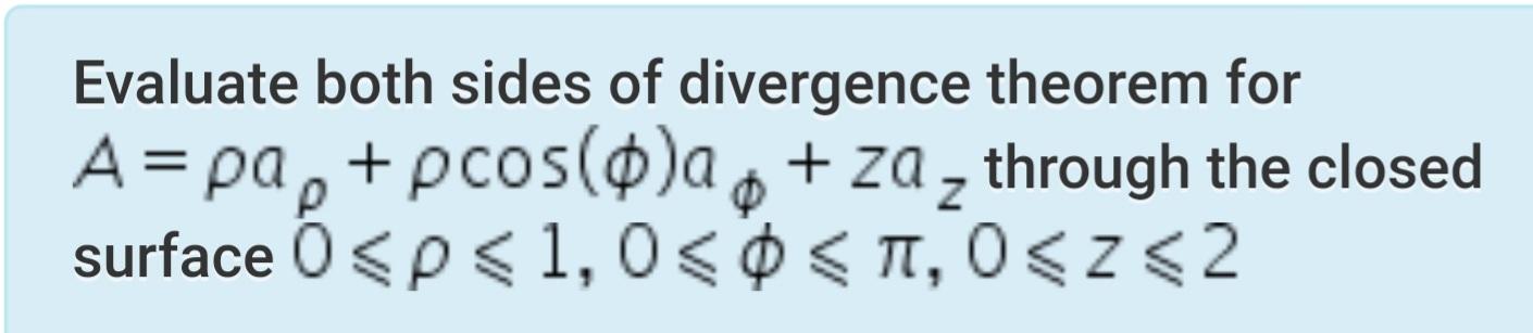Solved Evaluate both sides of divergence theorem for A = pa, | Chegg.com
