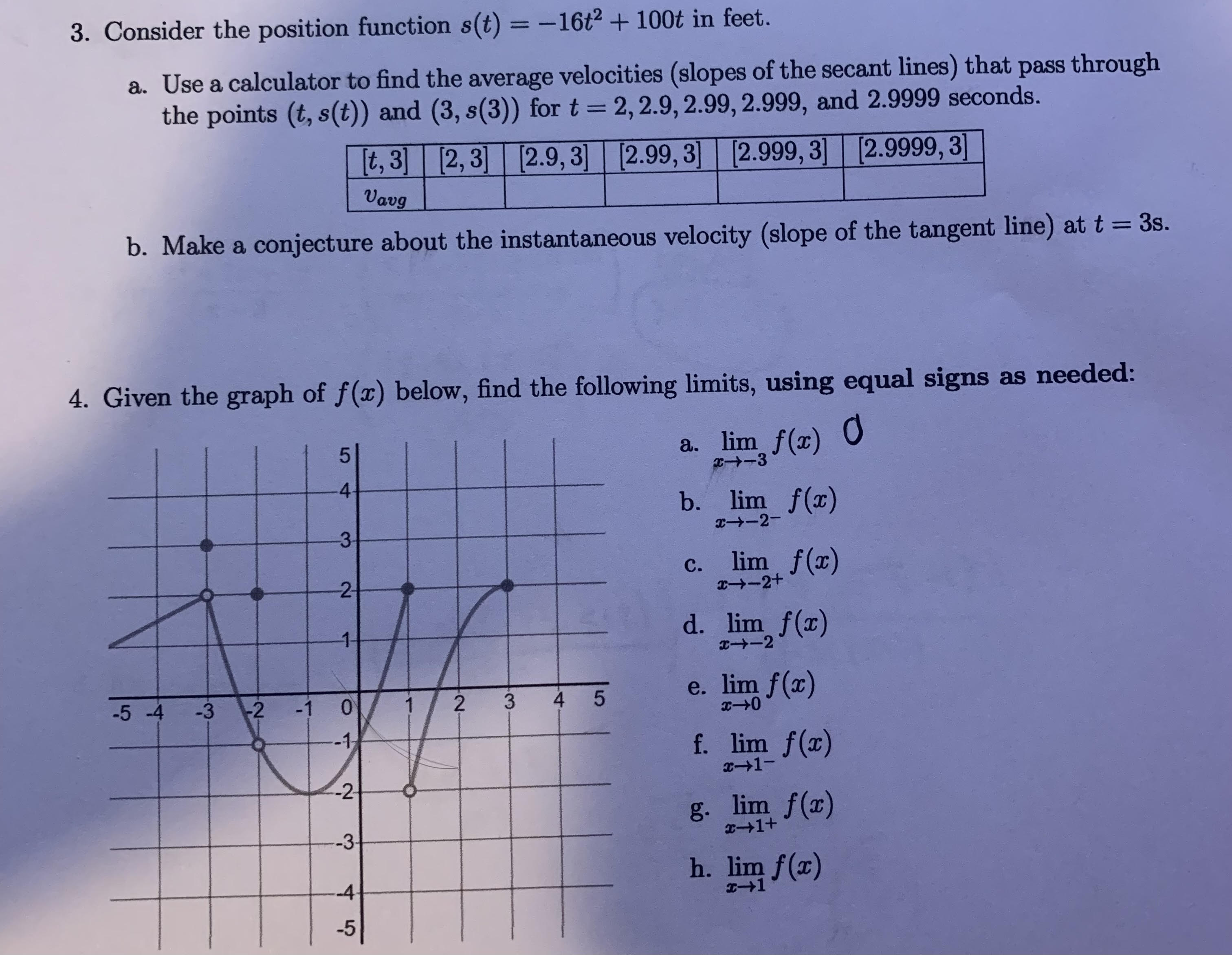 Solved 3 Consider The Position Function S T −16t2 100t In
