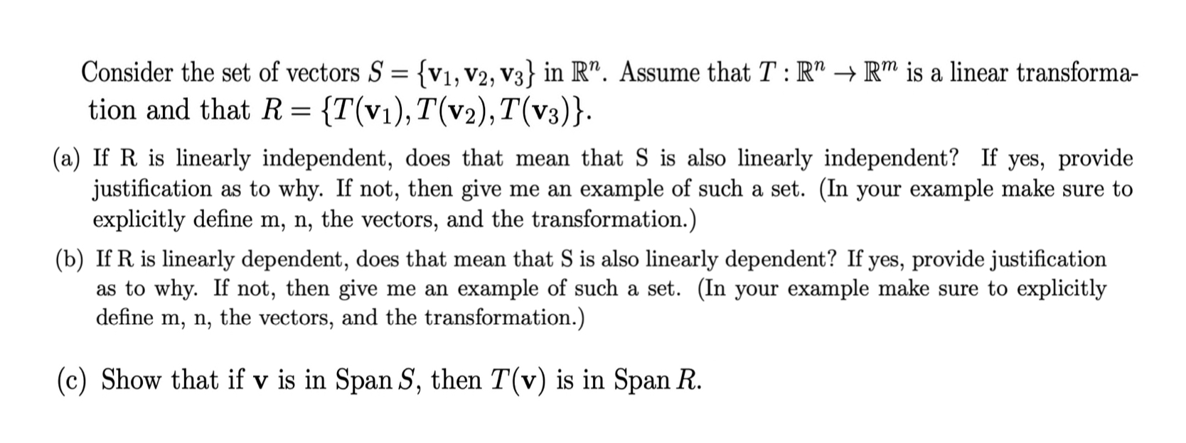 Solved Consider the set of vectors S={v1,v2,v3} in Rn. | Chegg.com