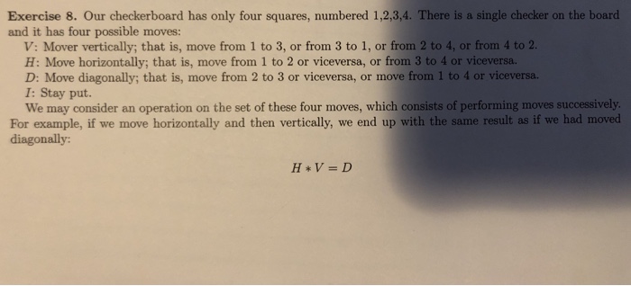 Solved Exercise 8. Our checkerboard has only four squares, | Chegg.com