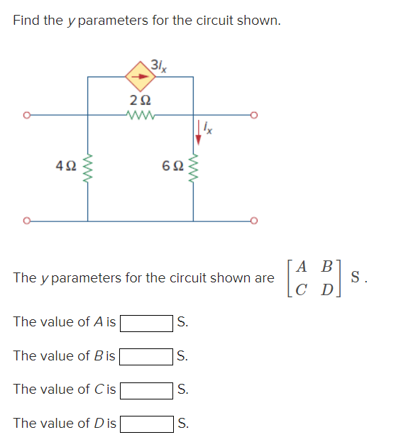 Solved Find the y parameters for the circuit shown. 452 The | Chegg.com