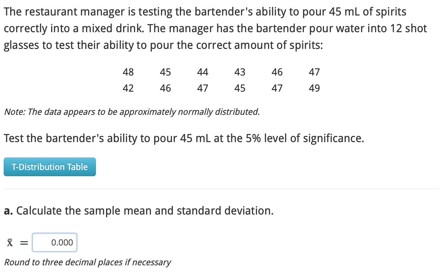 Solved The restaurant manager is testing the bartender's | Chegg.com