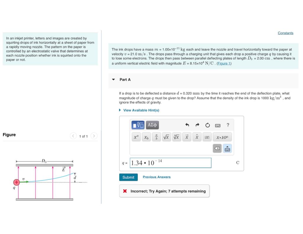 Solved Constants In an inkjet printer, letters and images | Chegg.com