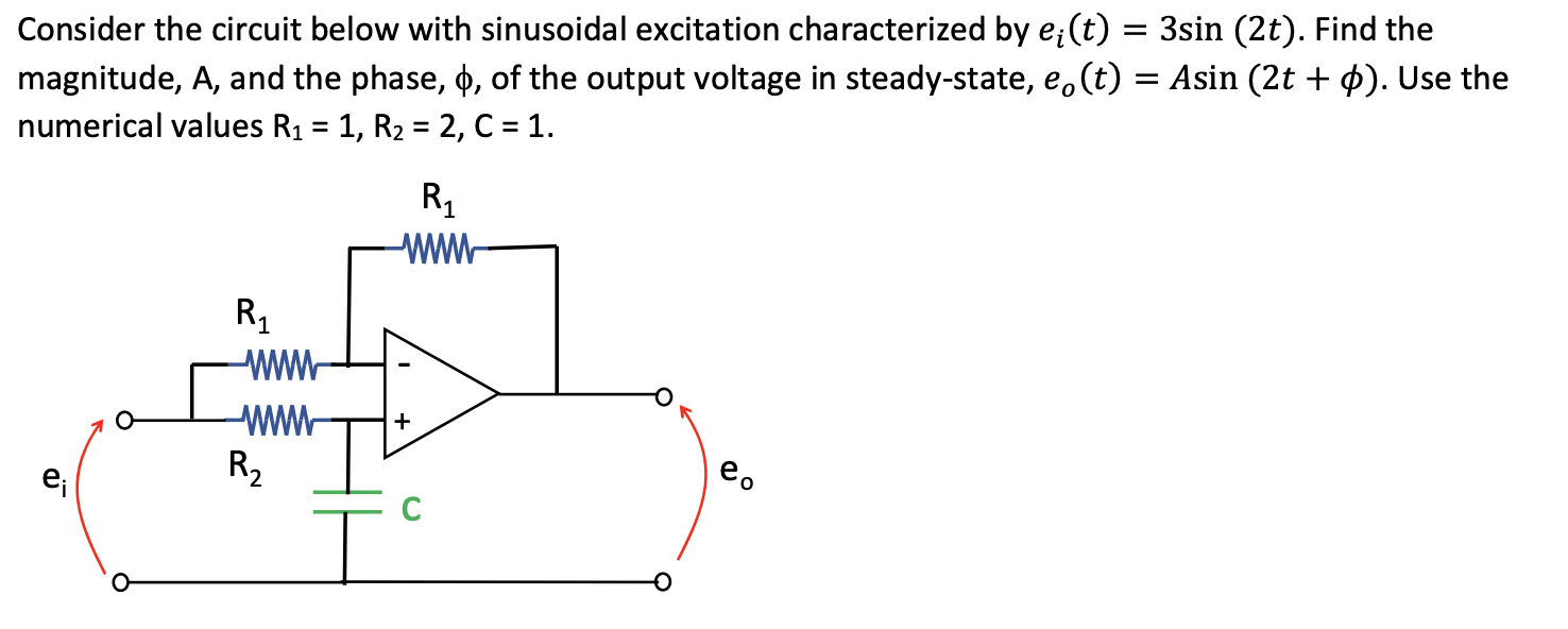 Solved Consider the circuit below with sinusoidal excitation | Chegg.com