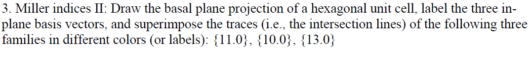 Solved 3. Miller indices II: Draw the basal plane projection | Chegg.com