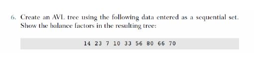Solved 6. Create an AVL tree using the following data | Chegg.com