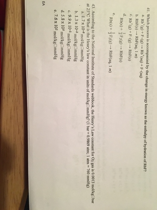 Solved 41. Which process is accompanied by the change in | Chegg.com