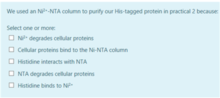 Solved We used an Ni? -NTA column to purify our His-tagged | Chegg.com