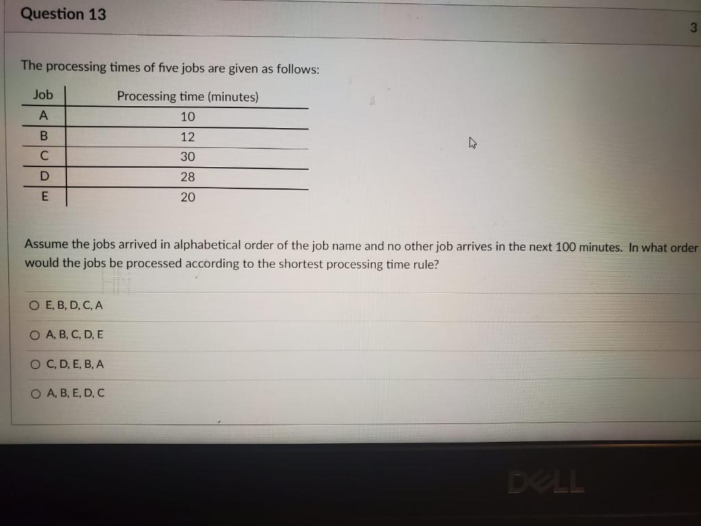 Solved The processing times of five jobs are given as | Chegg.com