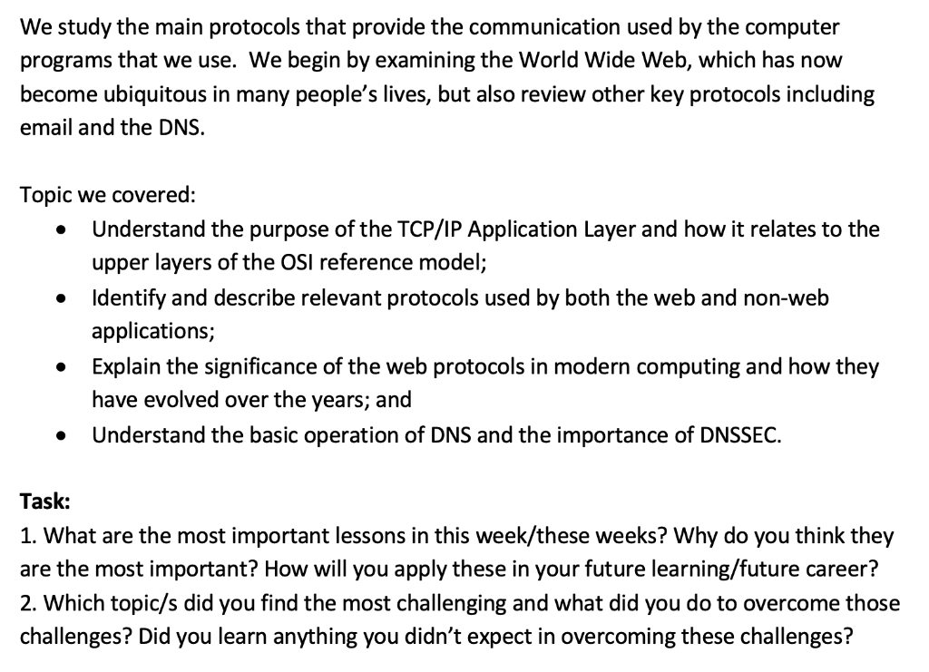 Solved We study the main protocols that provide the | Chegg.com