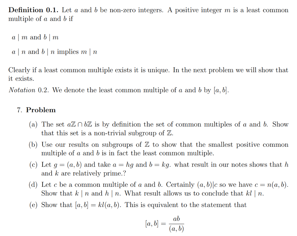Solved Definition 0.1. Let a and b be non-zero integers. A | Chegg.com