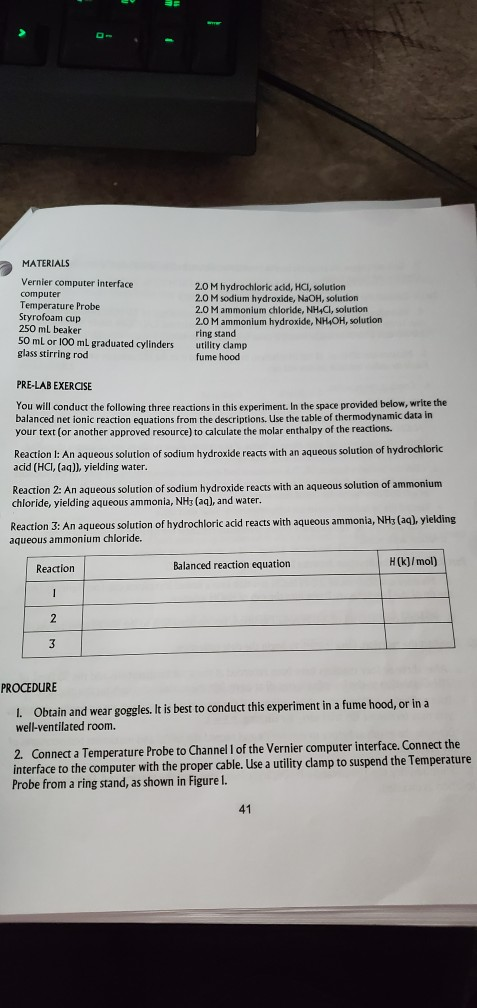 Solved MATERIALS Vernier computer interface computer | Chegg.com