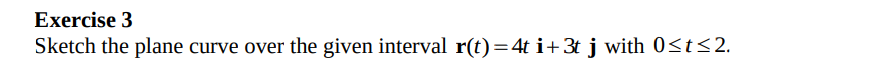 Solved Exercise 3 Sketch the plane curve over the given | Chegg.com