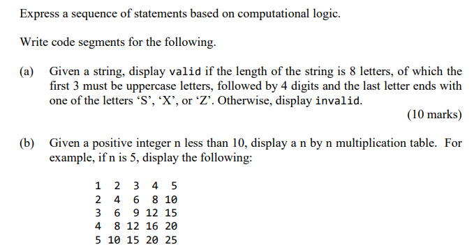 Solved Express a sequence of statements based on | Chegg.com