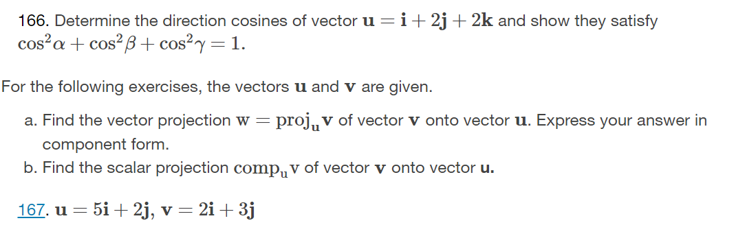 Solved 166. Determine the direction cosines of vector | Chegg.com