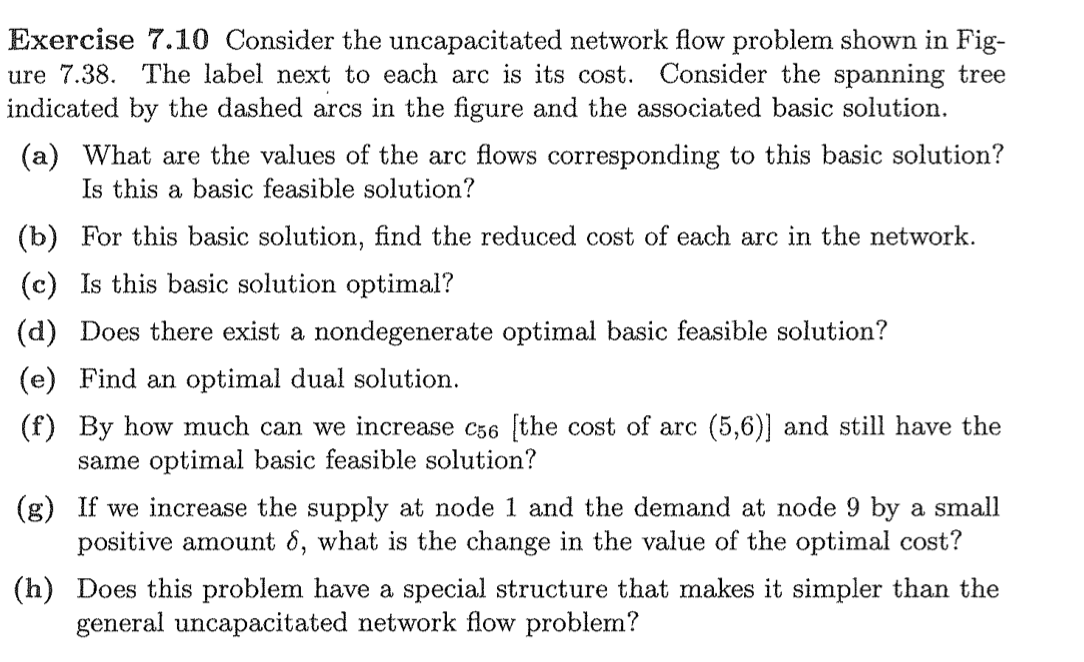 Exercise 7.10 Consider the uncapacitated network flow | Chegg.com