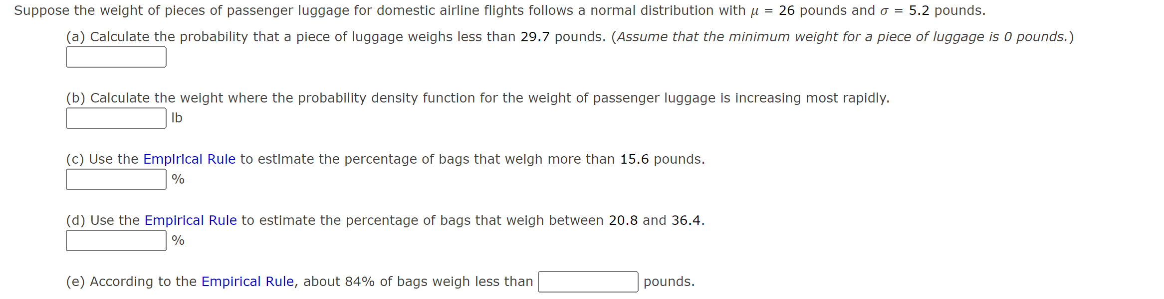 Solved Suppose the weight of pieces of passenger luggage for | Chegg.com