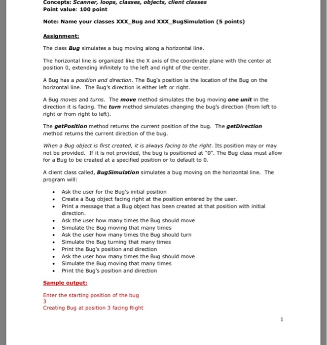 Solved Concepts: Scanner, loops, classes, objects, client | Chegg.com