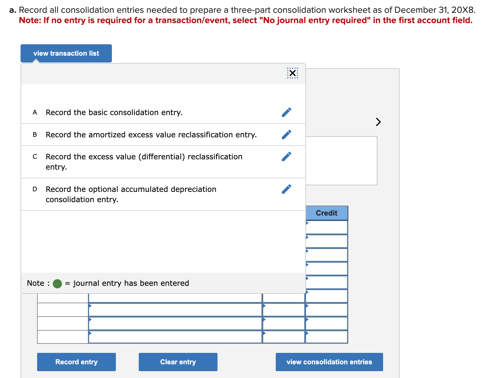 Solved Record all consolidation entries needed to prepare a | Chegg.com