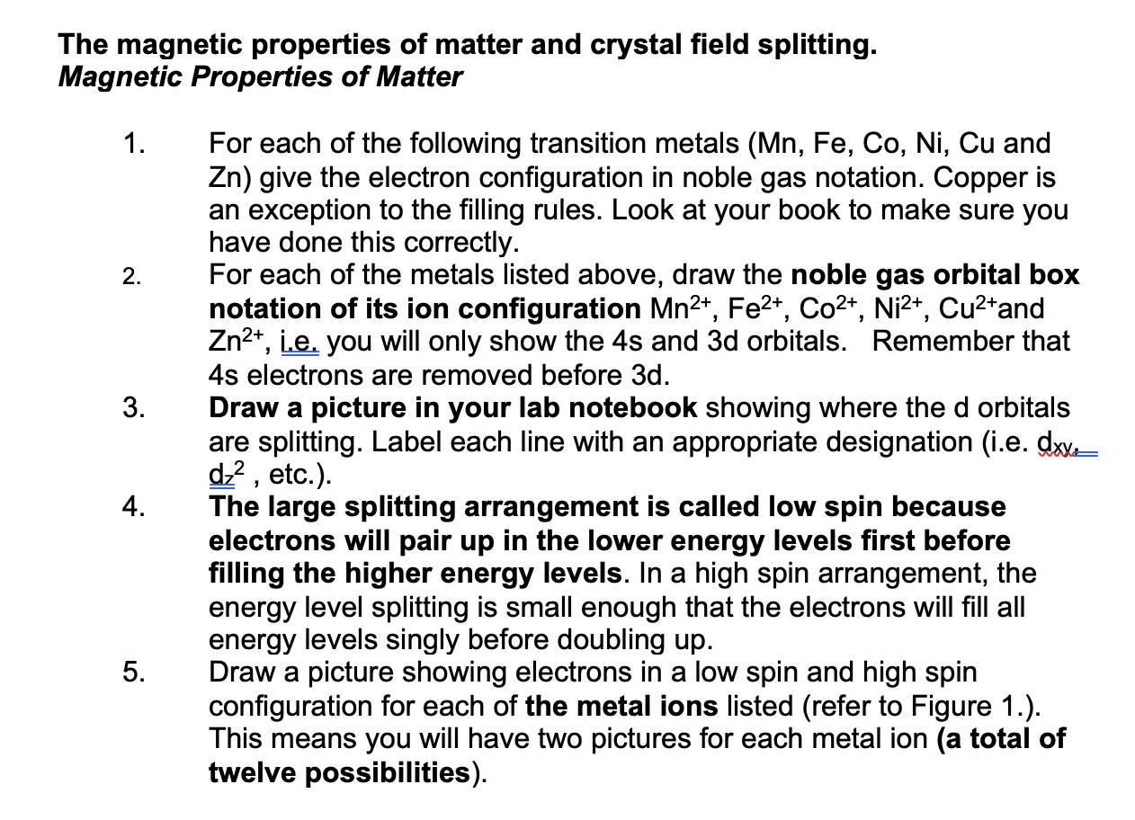 Solved 个 个 High spin complex Cr2+ (small energy difference) | Chegg.com