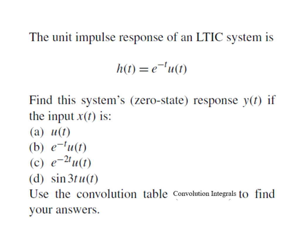 Solved The unit impulse response of an LTIC system is | Chegg.com