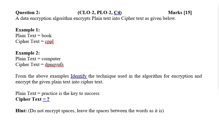 Solved Question 2: (CLO-2, PLO-2, C4) Marks [15] A data | Chegg.com